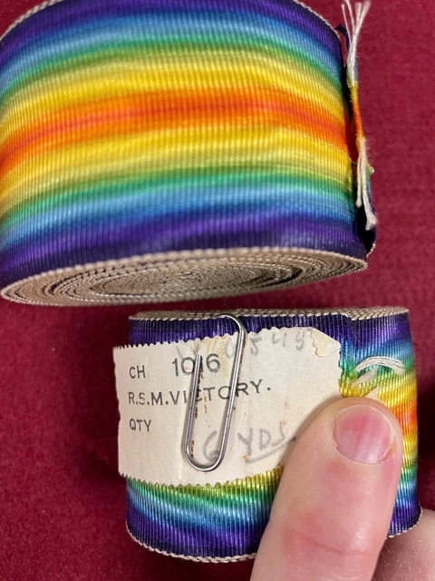 ORIGINAL WW1 VICTORY Medal Full Size Ribbon sold in 9" Strips £10.00 ...