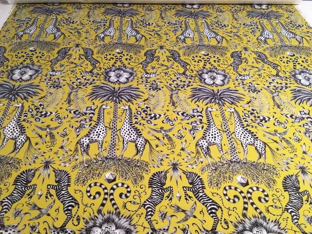 4.8 METERS X EMMA SHIPLEY "Kruger" cotton fabric exotic animals Lime ...