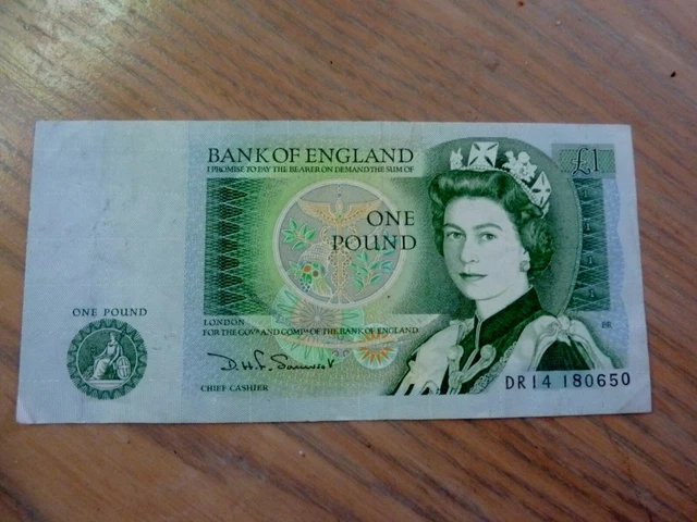 OLD ONE POUND note DR14 180650 Sir Isaac Newton in good used condition ...