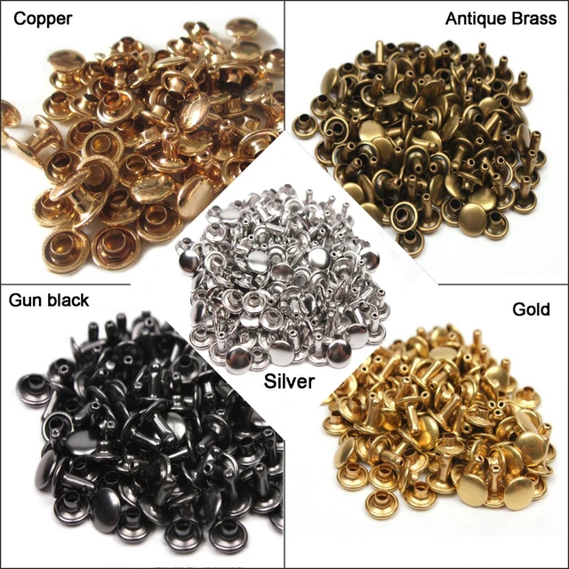 DOUBLE CAP RIVETS Stud Metal Rivets Leather Craft Repair 6x6mm 6x8mm ...