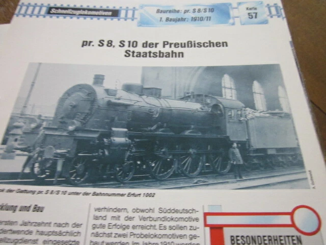DAMPFLOK RISSZEICHNUNG S 57 pr. S 8, S 10 preußische Staatsbahn 1910 ...