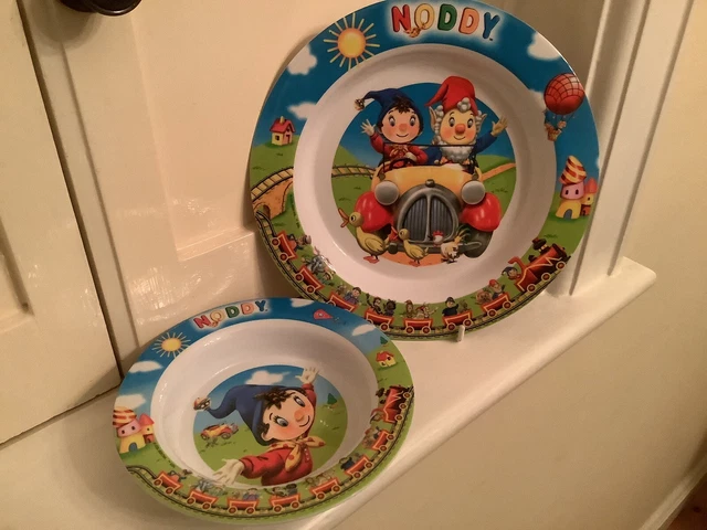 NODDY IN TOYLAND ‘All Aboard’ Retro/Vintage Melamine Bowl & Plate Set ...