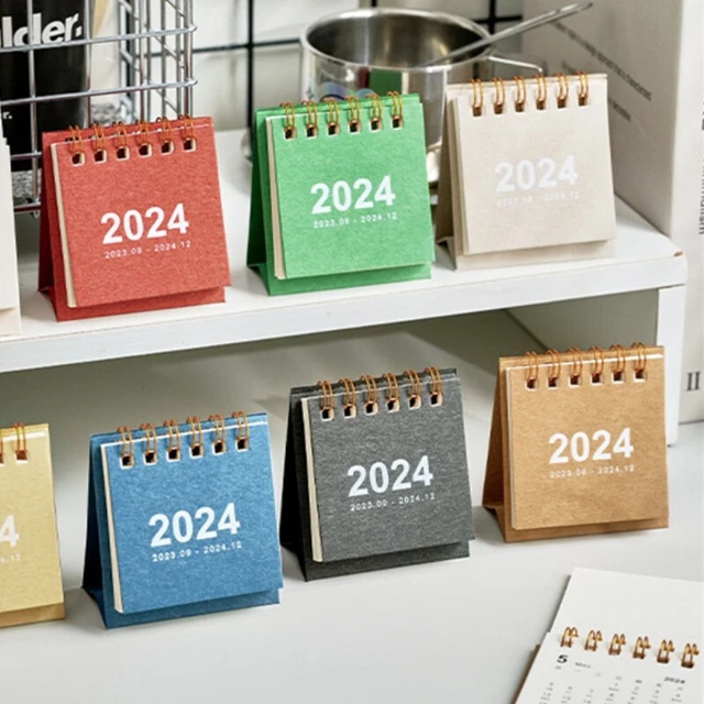 2024 MINI DESK Calendar Portable Standing Flip Small Desktop Calendar ...