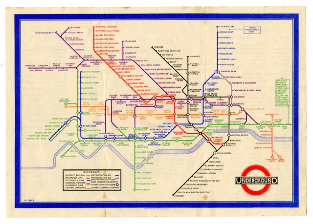 FIRST EDITION OF Harry Beck London Underground Tube Map January 1933 £ ...