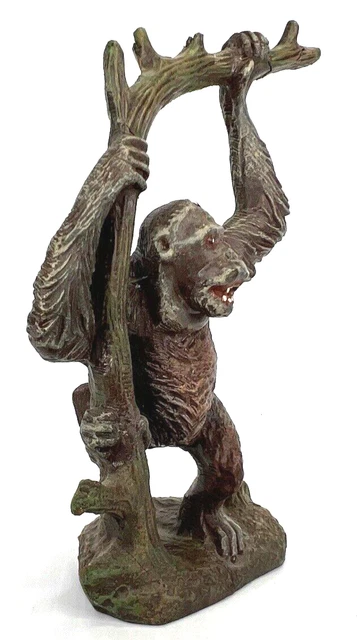 VINTAGE LINEOL ELASTOLIN Composition Zoo Jungle Animal Gorilla in Tree ...