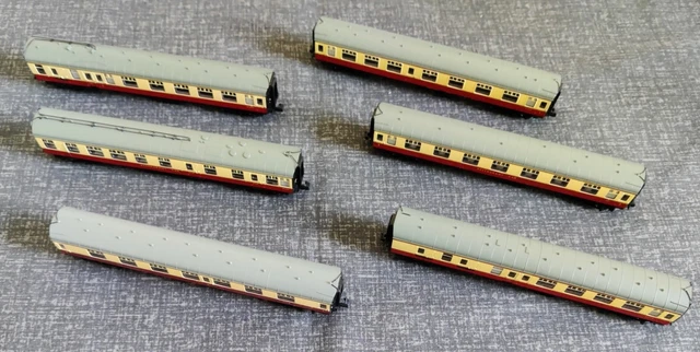 GRAHAM FARISH N gauge 6 BR Crimson Cream Mk1 coaches MINT RU RFO FK BCK ...