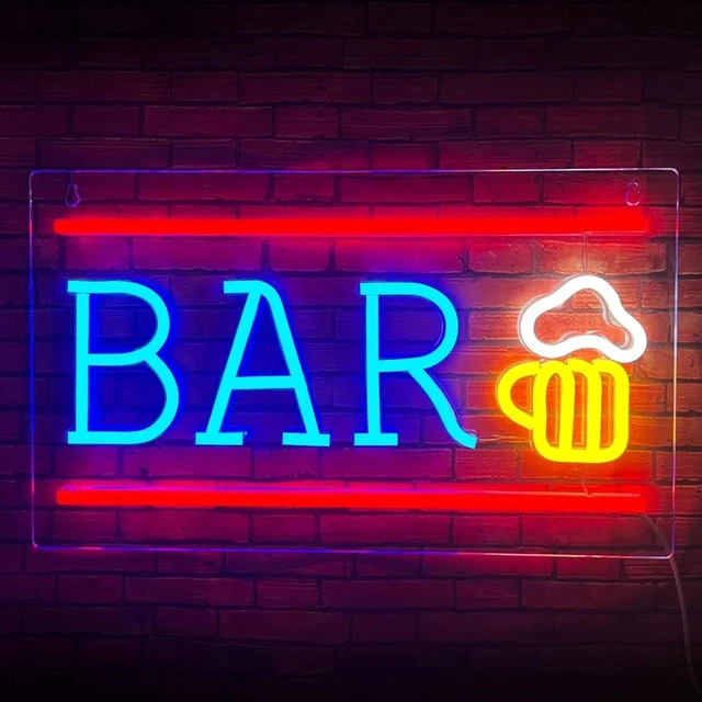 USB POWERED BAR Large Neon Sign Lights LED Bar Party Logo Night Light ...