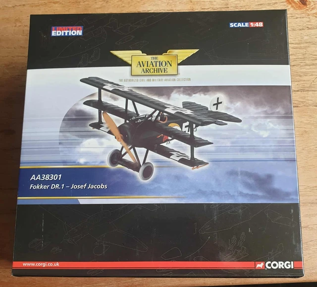 CORGI LIMITED EDITION fokker DR.1 - Josef Jacobs AA38301 scale 1:48 £71 ...
