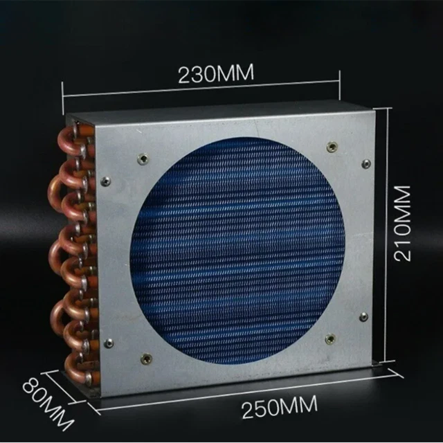SMALL SHELL CONDENSER Radiator Freezer Air-Cooled Fan Copper Tube Heat ...