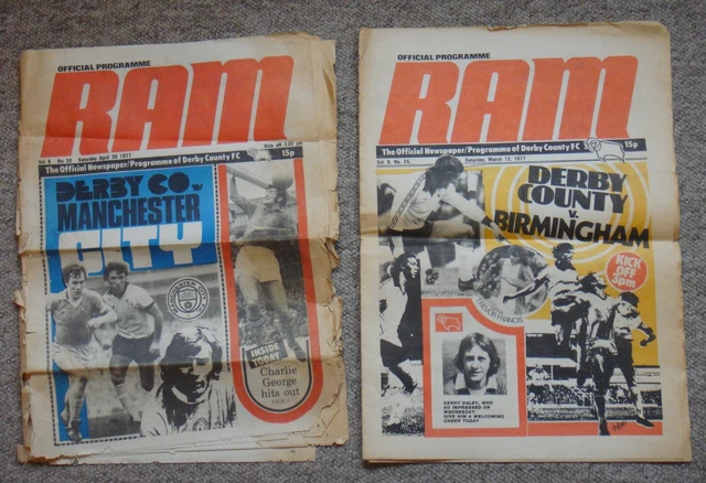 2 X RAM - Programmes journaux Derby County Birmingham City Manchester ...