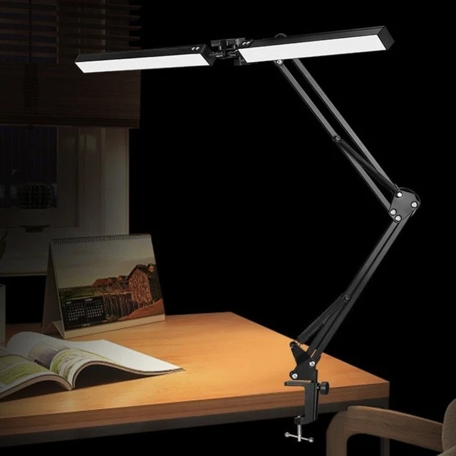 160LED DOUBLE HEAD Desk Lamp 360° Rotation LED Desk Lamp Swing Arm Lamp ...