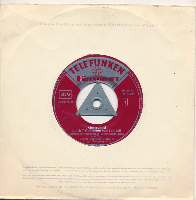 QUERSCHNITT DURCH 7 Operetten von Leo Fall - FLC - Single 7" Vinyl 175/06 EUR 5,99 - PicClick DE