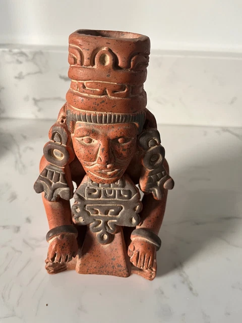 . VINTAGE WARRIOR Aztec Mayan Mexican Folk Art Terracotta Clay ...