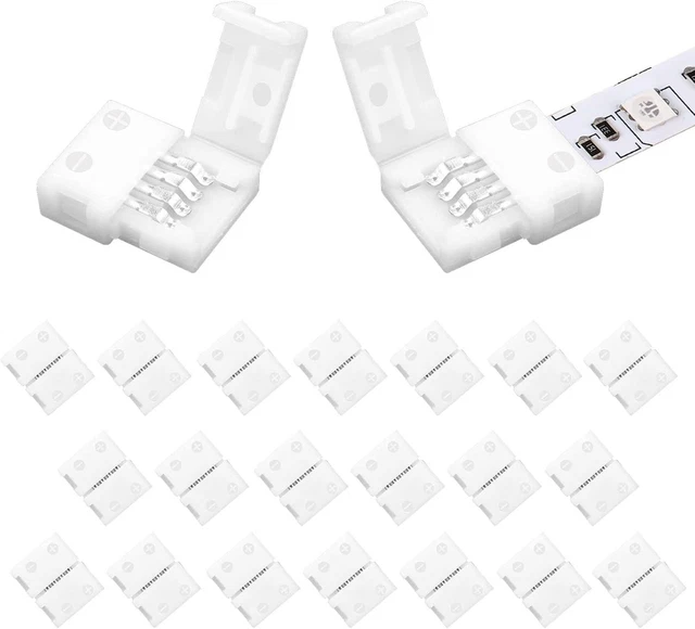 20 PACK 4-PIN RGB 8mm Solderless Connector Adapter for SMD 2835 3528 ...
