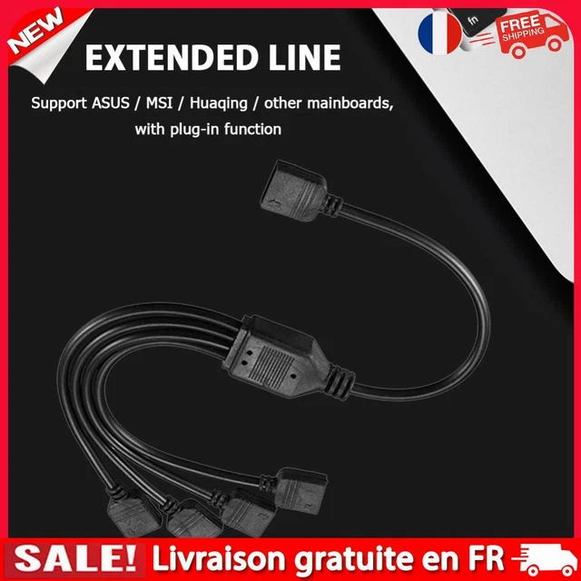 FR- 1 TO 4 4pin Extension Cable 12V 30cm RGB Connector Splitter Cable ...