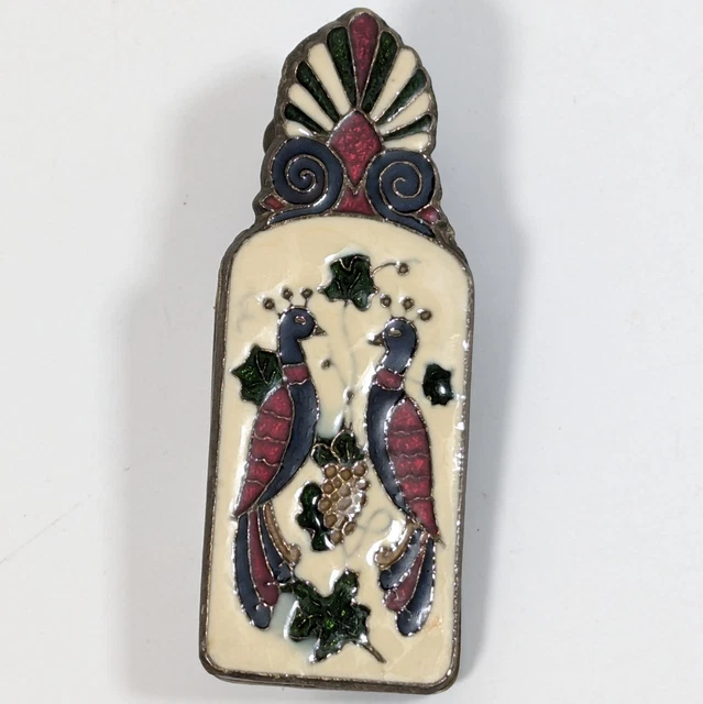 RARE VINTAGE GREEK Enamel on Brass Spring Loaded Peacock Paper Clip ...