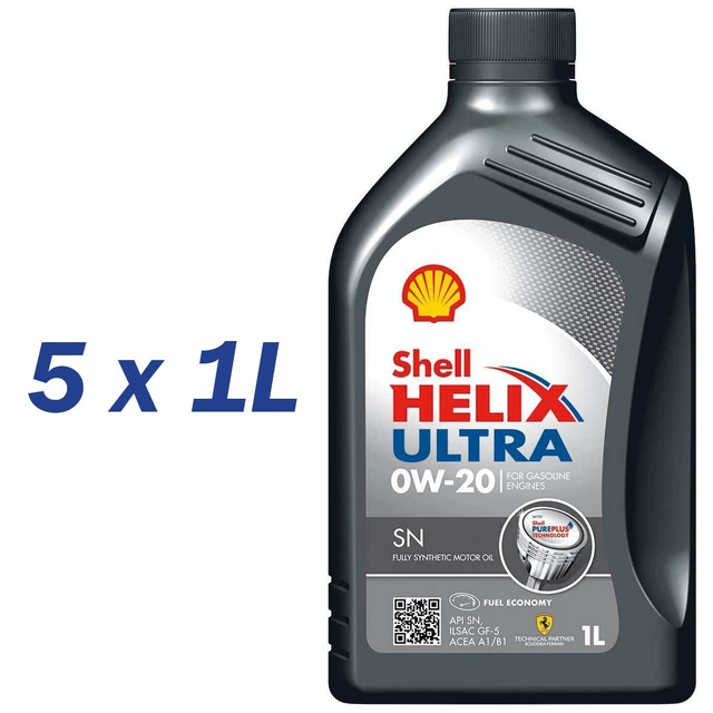 SHELL HELIX ULTRA SN 0W-20 Fully Synthetic Engine Oil 5 Litre (5 x 1L ...