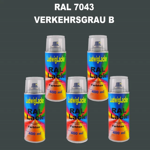 RAL 7043 GRIS DE TRAFIC Brillant Spray 5x 400ml EUR 33,16 - PicClick FR