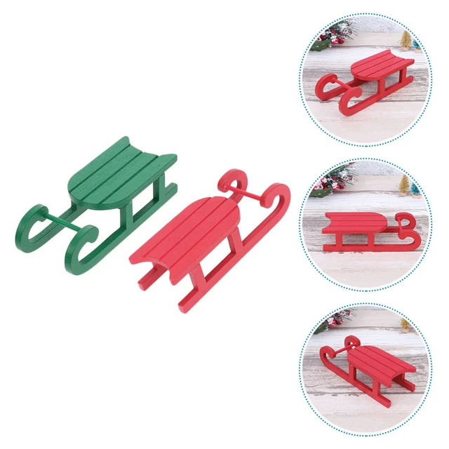 2 PCS DESKTOP Sleigh Ornament Wooden Sled Snowflake Ornaments Fake £5. ...