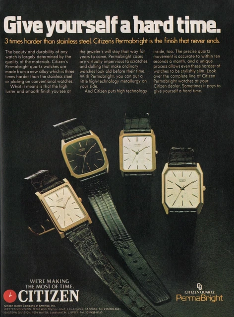 1981 VINTAGE CITIZEN Quartz Perma Bright Wrist Watch Print Ad £23.86 ...