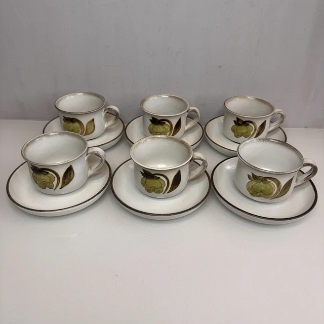 VINTAGE STONEWARE DENBY Troubadour Coffee Pot Tea Pot Cups & Saucers ...