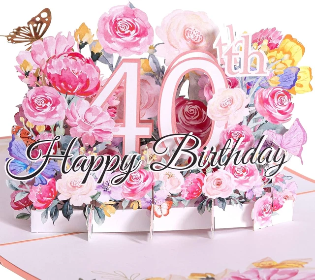 40TH BIRTHDAY POP up Card, Happy 40Th Birthday Card for Her, Women ...