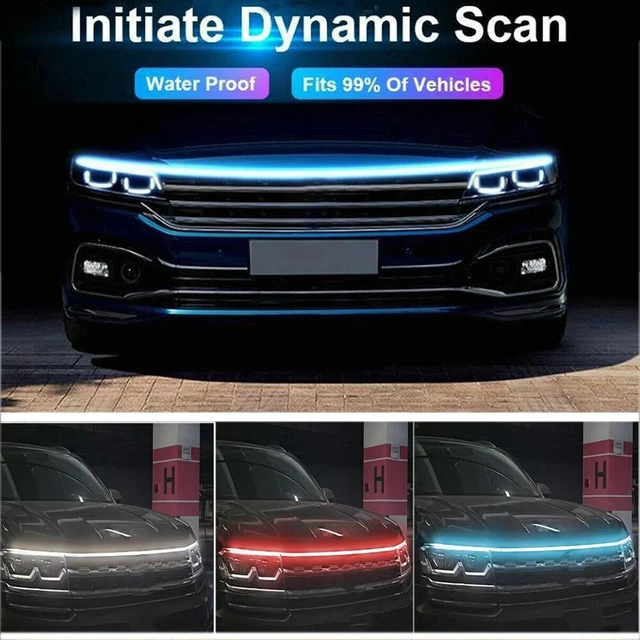 START SCAN 240CM LED DRL Car Hood Light Strip Daytime Running Lights ...