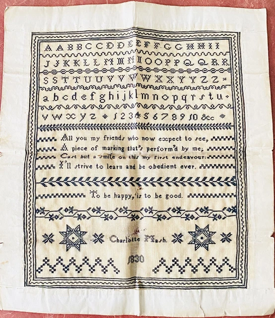 ANTIQUE REGENCY STITCH Work Sampler By Charlotte Marsh 1830 Beautiful ...