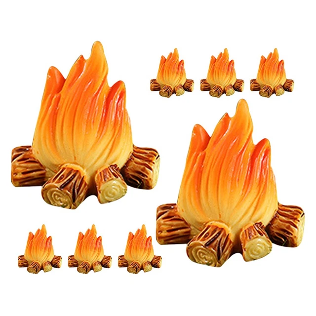8 PCS OUTDOOR Campfire Toy Set Resin Fake Mini Bonfire Decoration ...