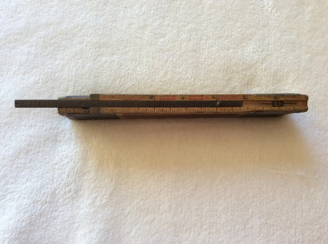 VINTAGE LUFKIN RED End 72" Folding Wood Ruler with 6-inch Extension ...