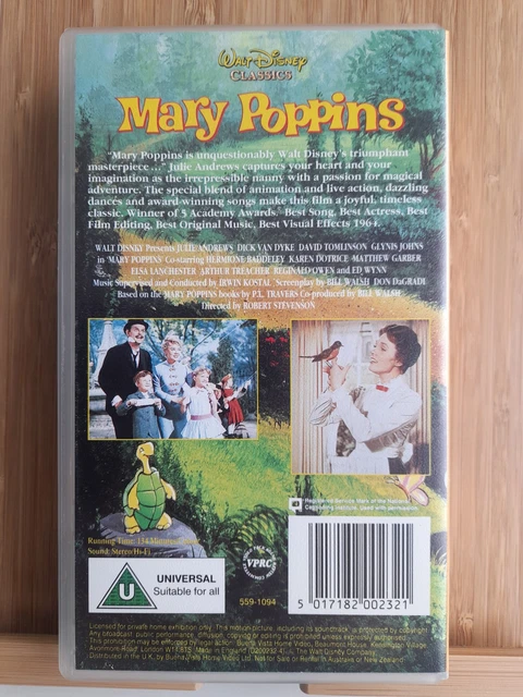 MARY POPPINS (WALT Disney Classics UK VHS 1990s) Julie Andrews / Dick ...