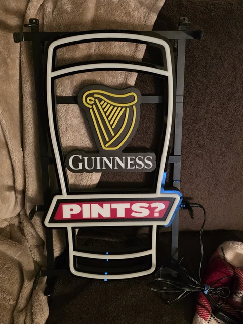GUINNESS BEER LED neon type LIGHT UP SIGN BAR PUB IRISH harp rare 21x14 ...