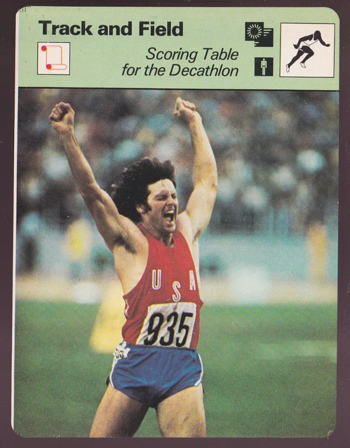 BRUCE JENNER TABLE de Notation Decathlon Track Field 1979 CARTE ...