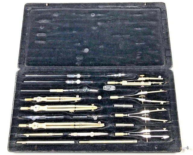 FINE 19-PIECE RIEFLER A59 Tubular Drawing Instrument Tool Set Compass ...
