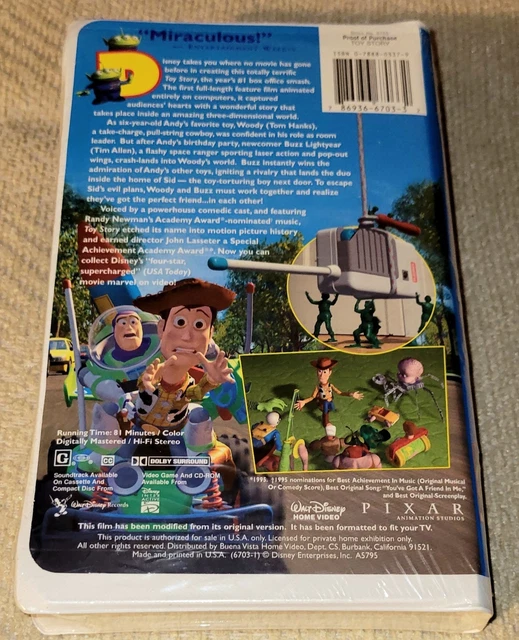 TOY STORY VHS 1995 Disney Pixar Original Movie Animation Clamshell ...