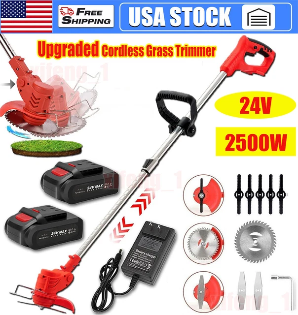 ELECTRIC CORDLESS GRASS String Trimmer Lawn Edger Weed Wacker Cutter ...