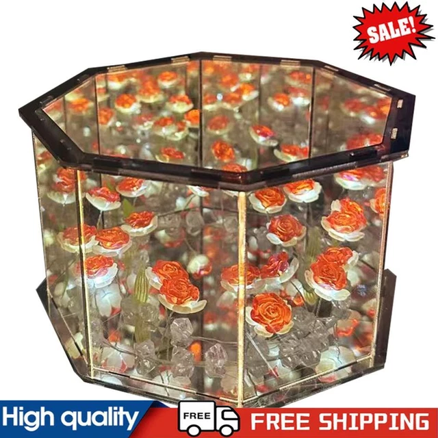 DIY LED TULIP/ROSE Mirror Night Light Magic Cube Mirror Cube Lamp ...