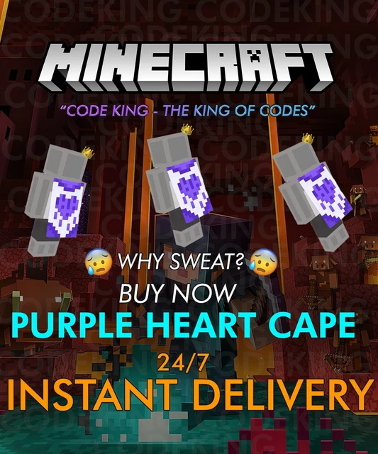 MINECRAFT JAVA & Bedrock Edition - Twitch Purple Heart Cape DLC Xbox/PC ...
