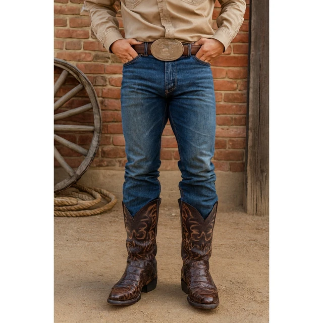EL PATRON D'RIZO Western Cowboy Boots Chocolate Brown Leather Interior ...