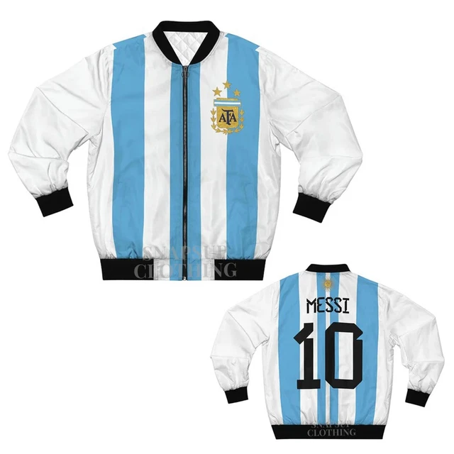 LIONEL MESSI ARGENTINA National team Blue Satin Bomber Style Sublimated ...