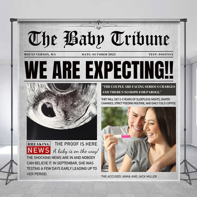 PERSONALIZED PHOTO NEWSPAPER Baby Shower Backdrop $37.84 - PicClick AU