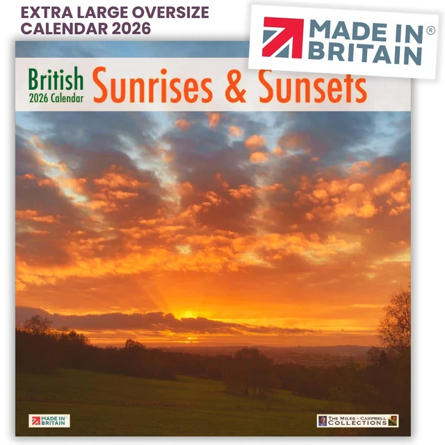 CALENDAR 2026 BRITISH Sunrises & Sunsets 2026 Calendar UK Holidays MADE ...