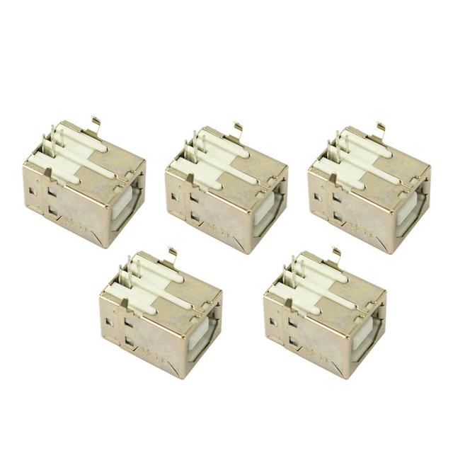5 PCS USB Type B Female Socket 4-Pin 90 Degree DIP Jack Connector $5.57 ...