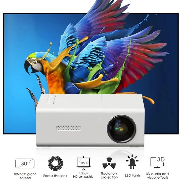 RICH INTERFACE PROJECTOR Portable Home Mini Led with Built-in Speaker ...