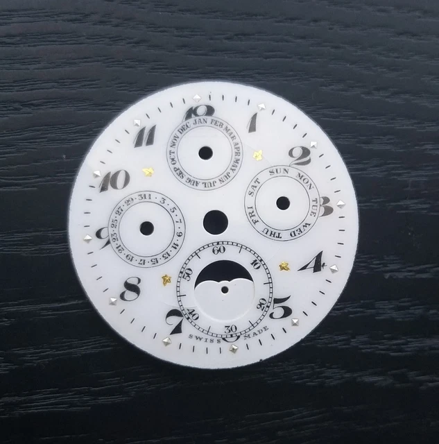 ANTIQUE TRIPLE DATE & Moon Phase Pocket Watch Enamel Dial 45mm £157.69 ...