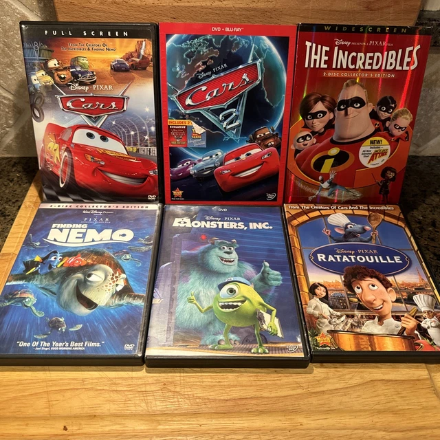PIXAR LOT 6 DVD Movie Incredibles Cars Nemo Monster's Inc Ratatouille ...