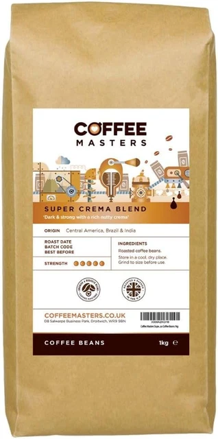 SUPER CREMA ESPRESSO Coffee Beans 1Kg - Intensely Strong Dark Ro £32.09 ...