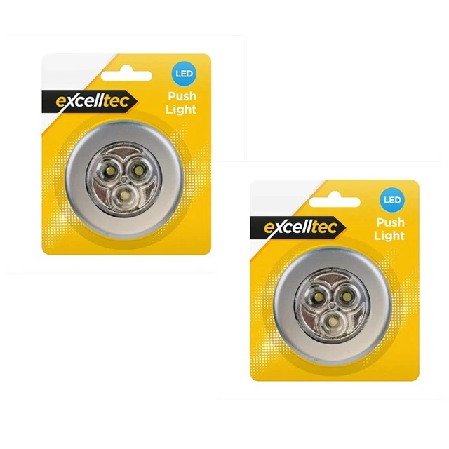 2 X LED Touch Push On Off Light Self Stick On Click Battery Button ...