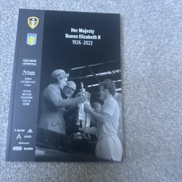 LEEDS UNITED VS AVFC Memorial PROGRAMME 2nd October 2022 £4.38 ...
