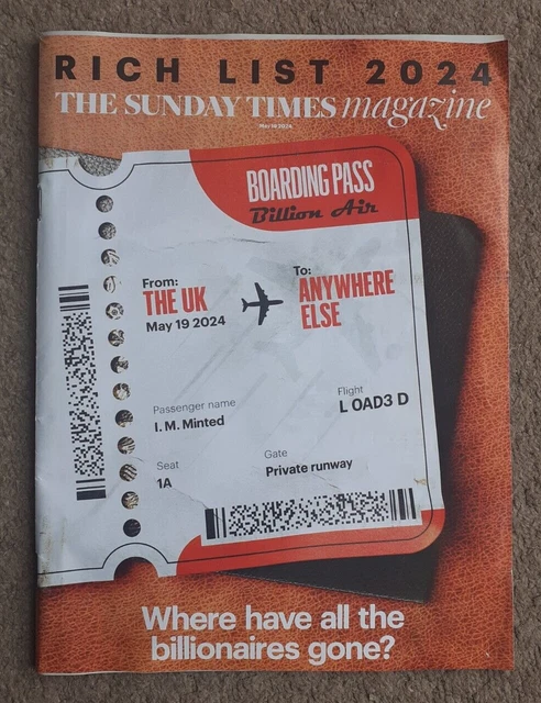 SUNDAY TIMES RICH List Magazine 2024 £8.95 - PicClick UK